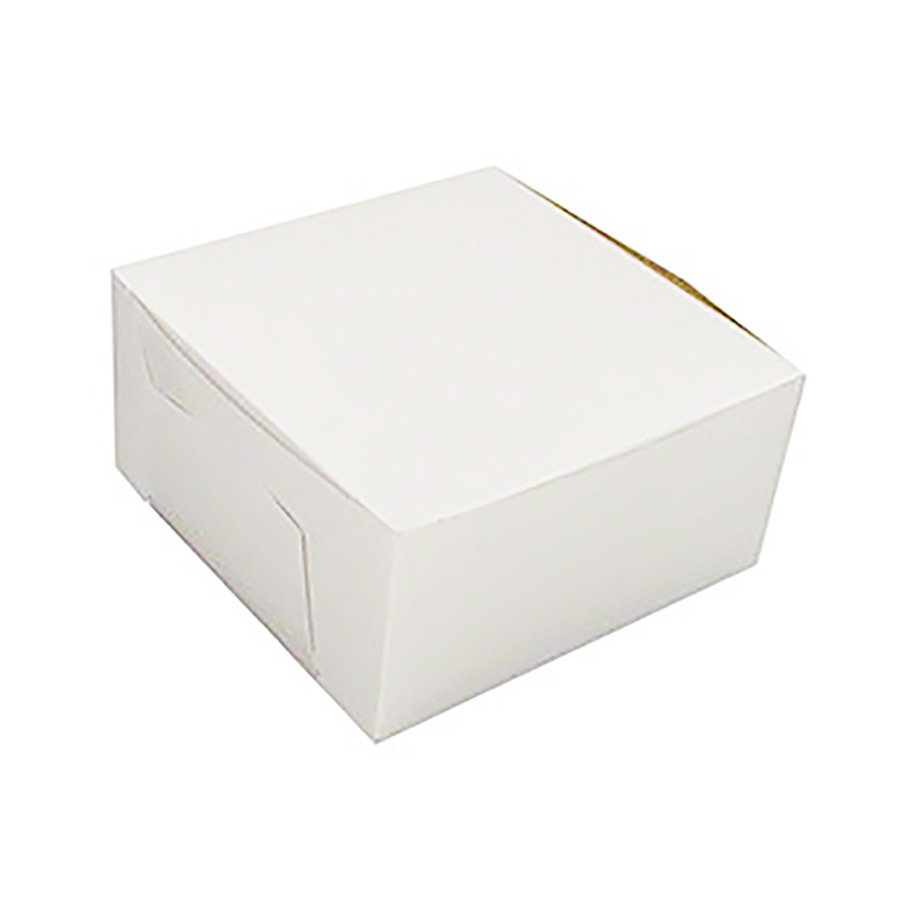 Southern Champion 10" x 10" x 4" White One Piece Lock Corner Bakery Box ...