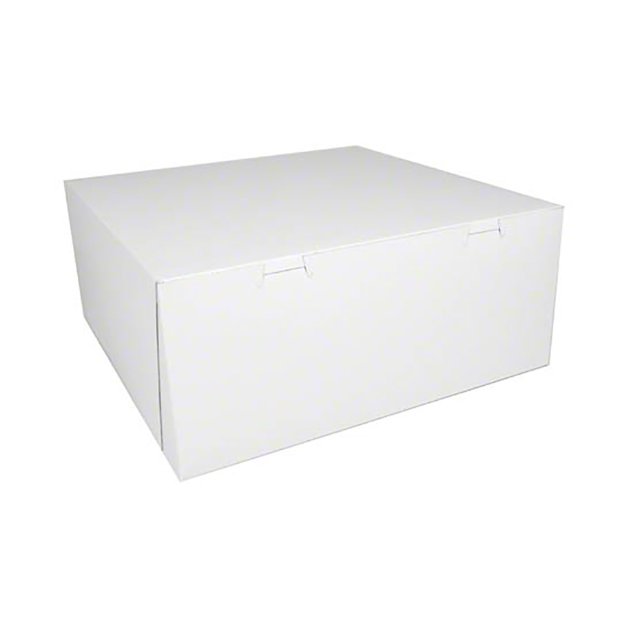 BOXit 14" x 14" x 6" White One Piece Lock Corner Bakery Box | Fortuna ...