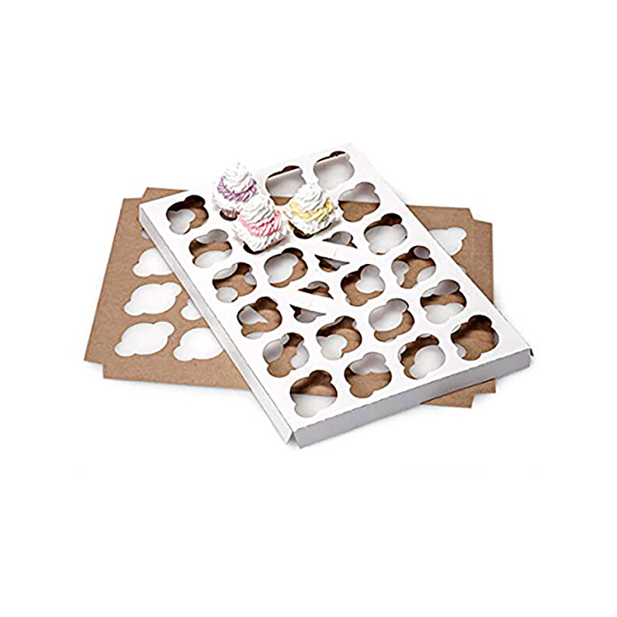 BOXit 24 Cup White/Kraft Reversible Cupcake Insert | Fortuna Enterprises