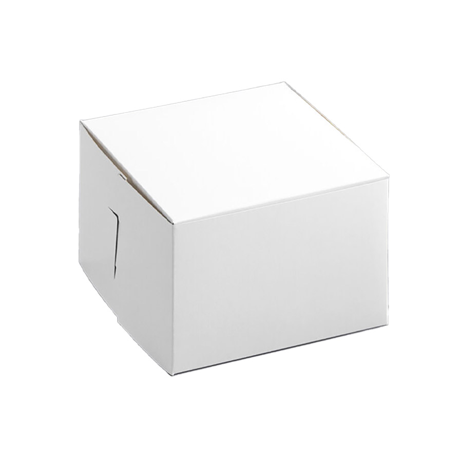 Southern Champion 6" x 6" x 4" White One Piece Lock Corner Bakery Box ...