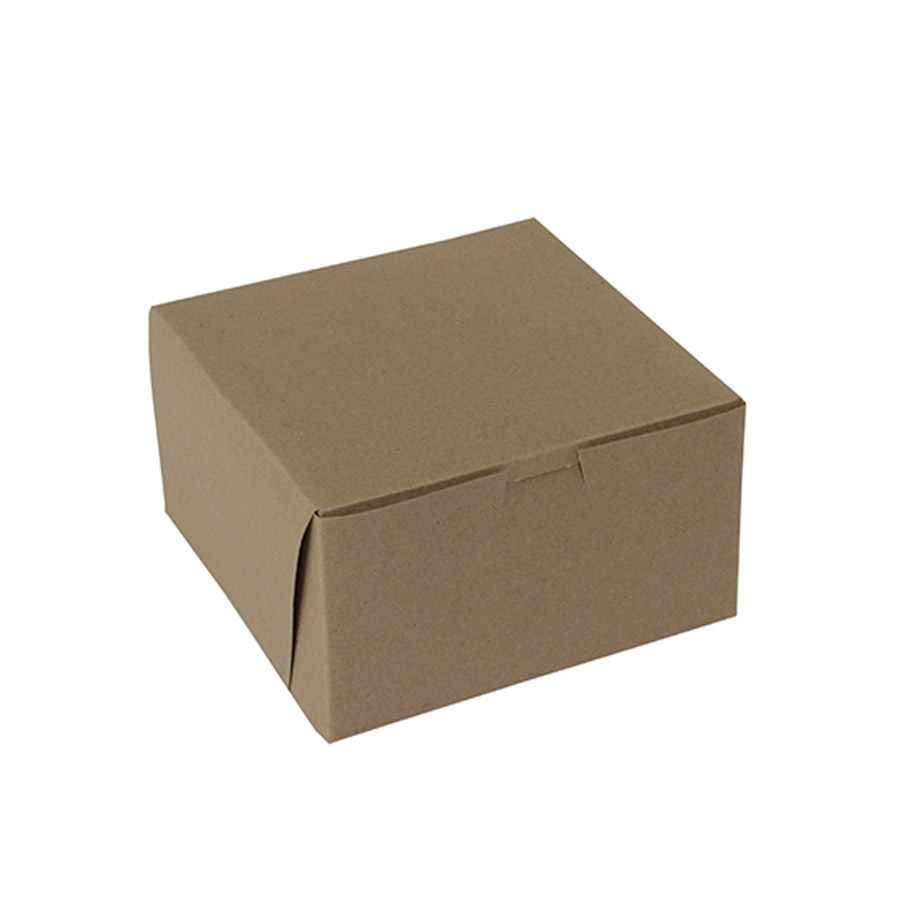 BOXit 7" x 7" x 4" Kraft One Piece Lock Corner Bakery Box | Fortuna ...