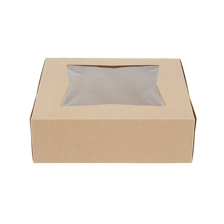 BOXit 8" x 5.75" x 2.5" Kraft Windowed One Piece Glued Corner Bakery ...