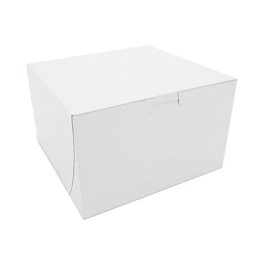 Southern Champion 8" x 8" x 5" White One Piece Lock Corner Bakery Box ...