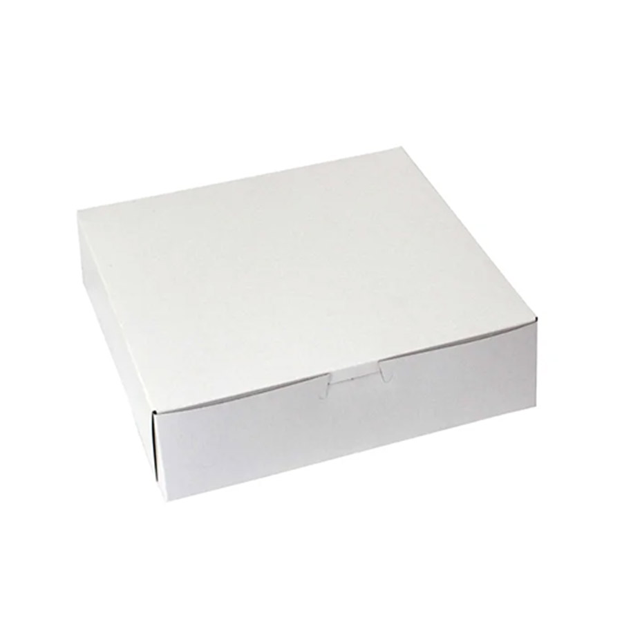 BOXit 9" x 9" x 2.5" White One Piece Lock Corner Bakery Box | Fortuna ...