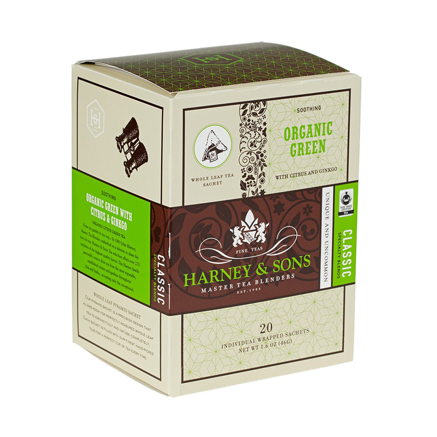 Harney & Sons Organic Green Tea with Citrus & Ginkgo Sachets | Fortuna ...