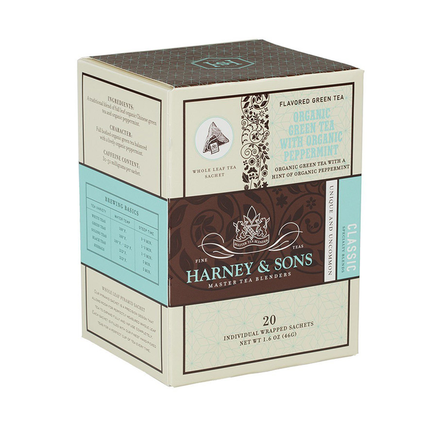 Harney & Sons Organic Peppermint Green Tea Sachets | Fortuna Enterprises