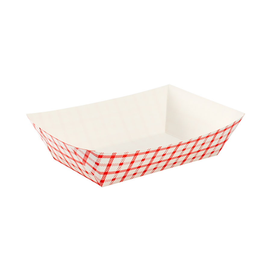 Karat 3 lb. Red & White Check Patterned Food Tray | Fortuna Enterprises