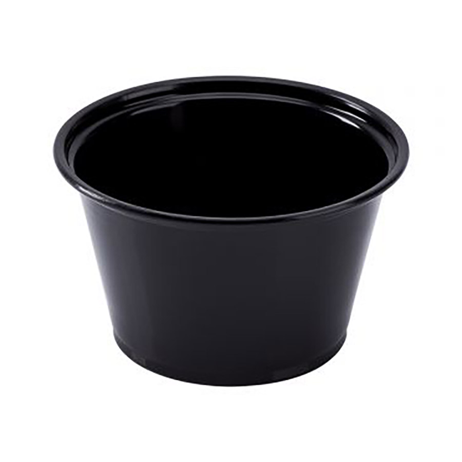 Karat 4 oz. Black PP Plastic Portion Cups | Fortuna Enterprises