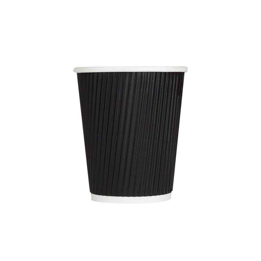 Karat 8 oz. Black Ripple Paper Hot Cups | Fortuna Enterprises