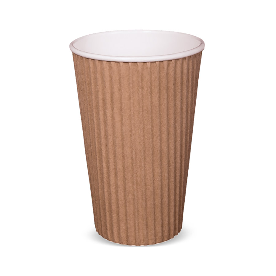 Detpak Ripple Wrap 16 oz. Corrugated Kraft Hot Cups | Fortuna Enterprises