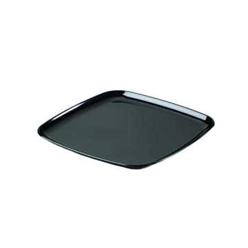 Sabert 0.7" UltraStack Black Square Tray With Clear 2" Low Dome Lid ...