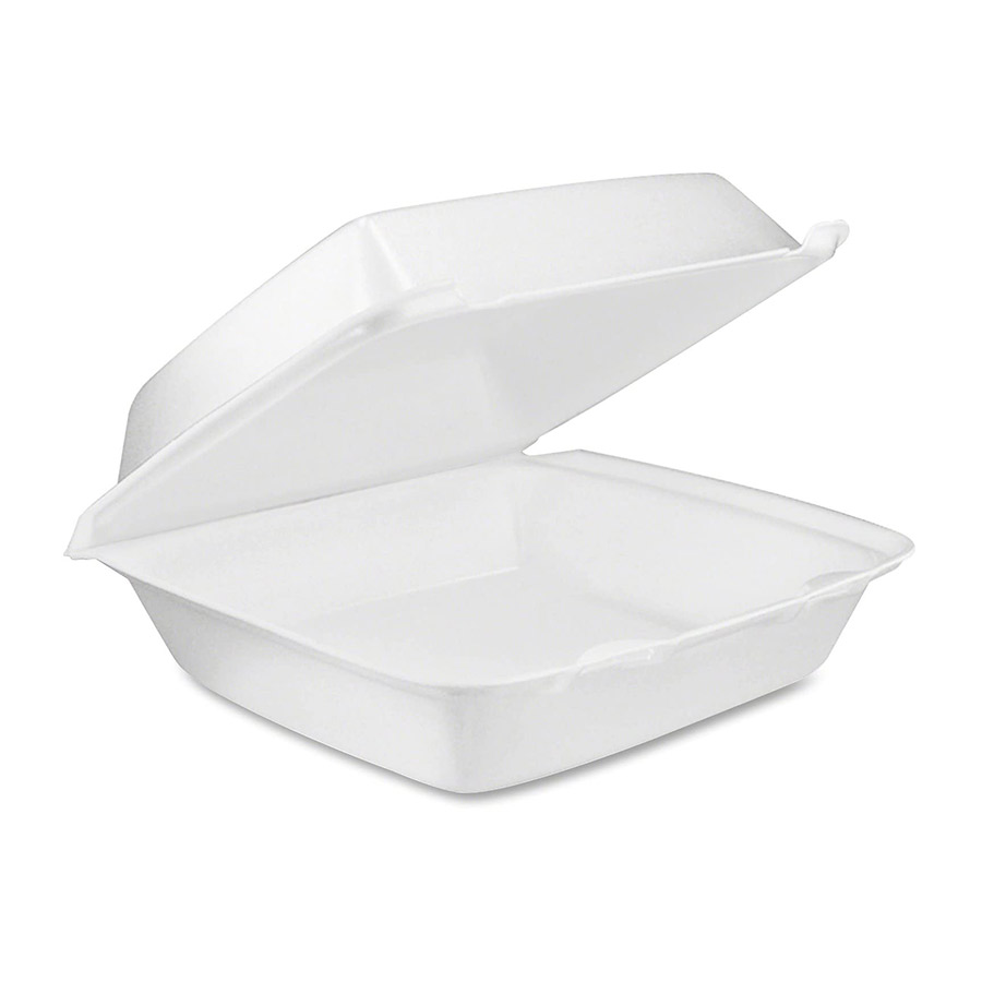 Dart 8"x8" White Styrofoam Hinged Container | Fortuna Enterprises