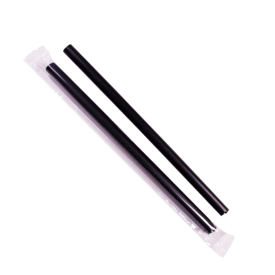 Karat 9" Colossal Black Boba Diagonal Cut Plastic Straws | Fortuna ...
