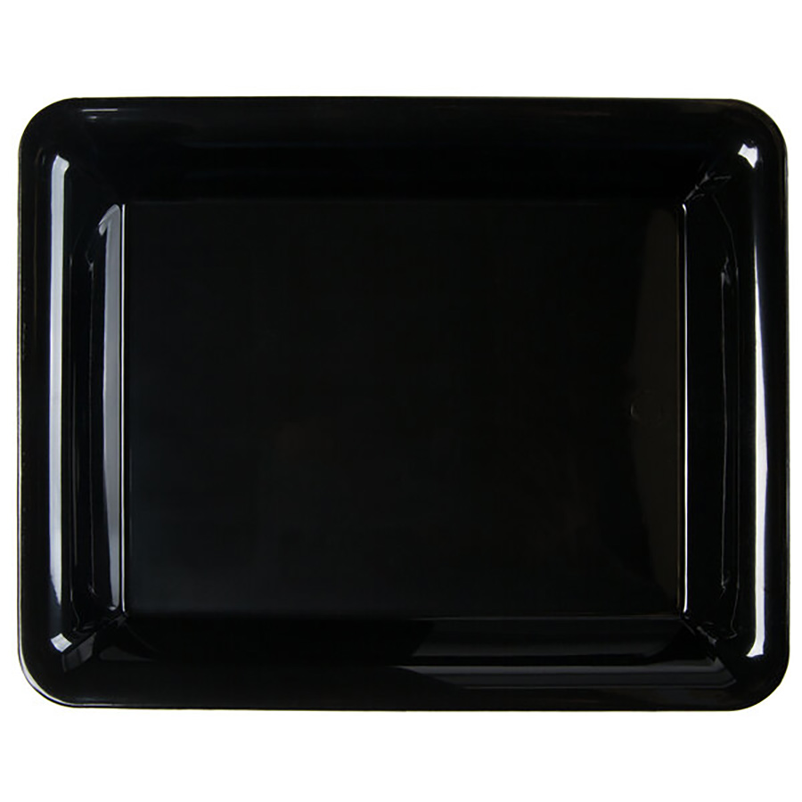 Fineline 10" x 8" Rectangular Black Plastic Catering Tray | Fortuna ...