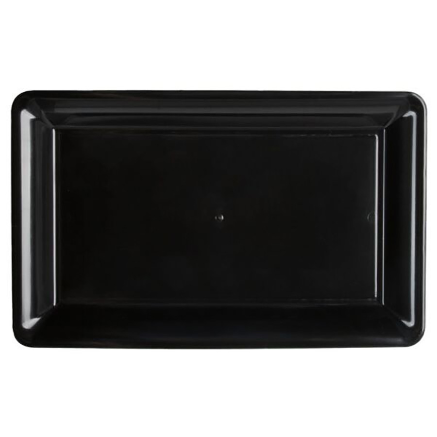 Fineline 18" x 12" Rectangular Black Plastic Catering Tray | Fortuna ...