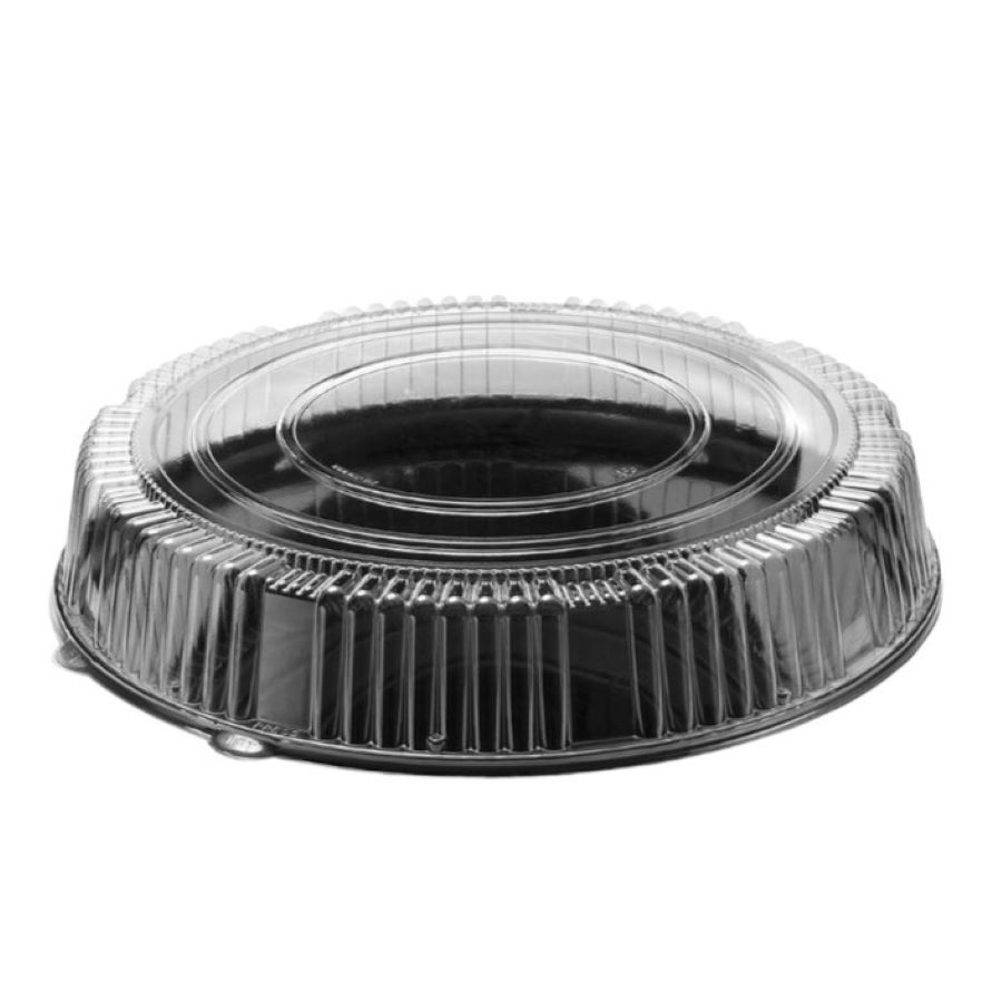 Fineline 16" Round Catering Tray & Dome Lid Combo Black/Clear | Fortuna ...