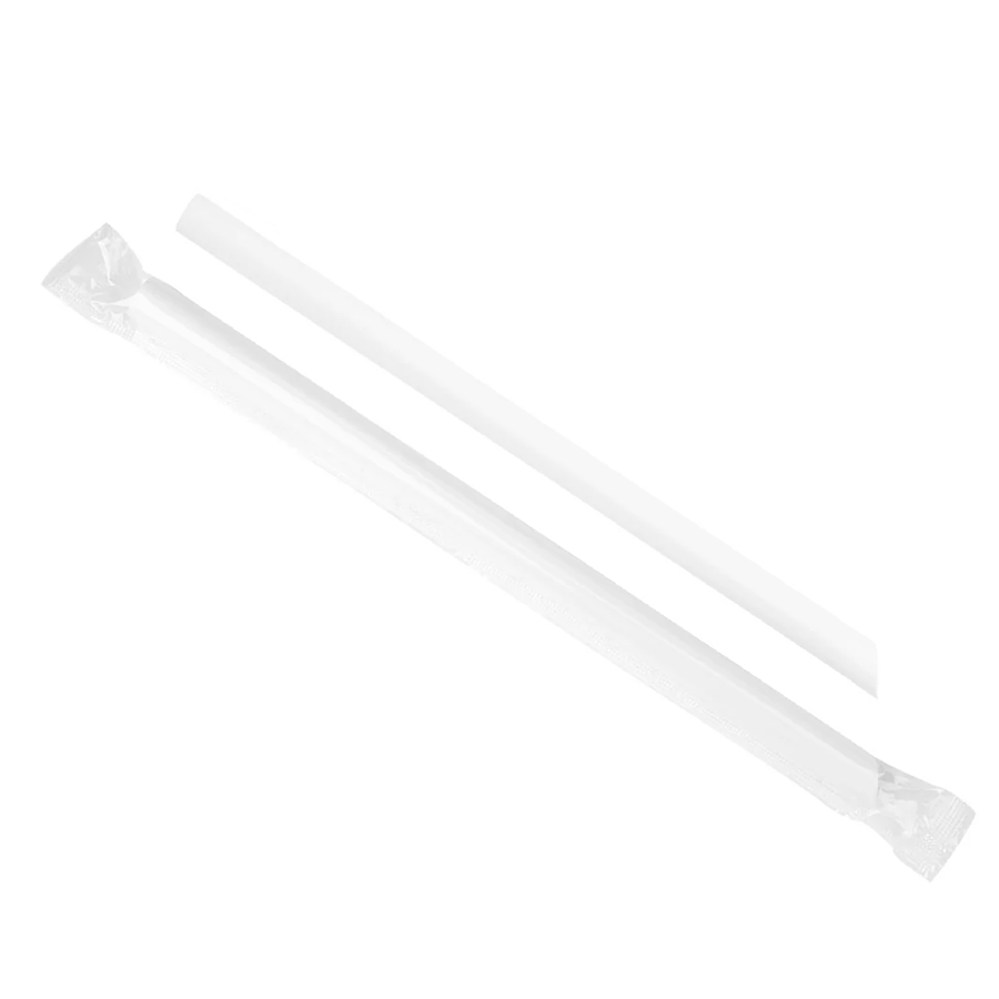Karat 9" Colossal White Boba Diagonal Cut Plastic Straws