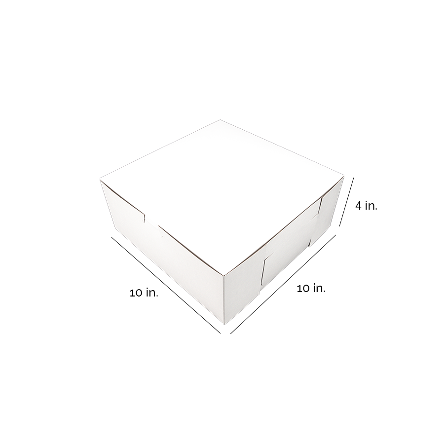 Southern Champion 10" x 10" x 4" White One Piece Lock Corner Bakery Box ...