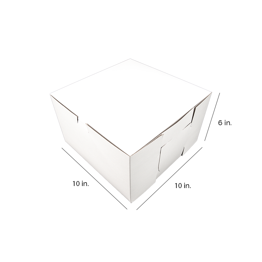 Southern Champion 10" x 10" x 6" White One Piece Lock Corner Bakery Box ...
