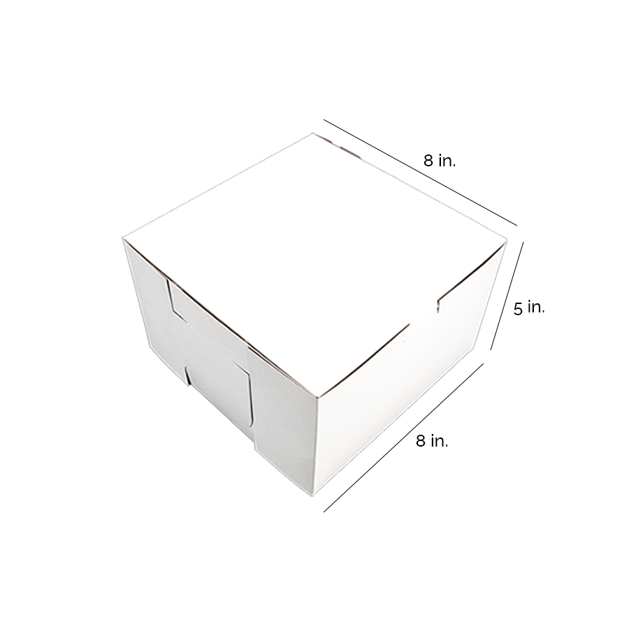 Southern Champion 8" x 8" x 5" White One Piece Lock Corner Bakery Box ...